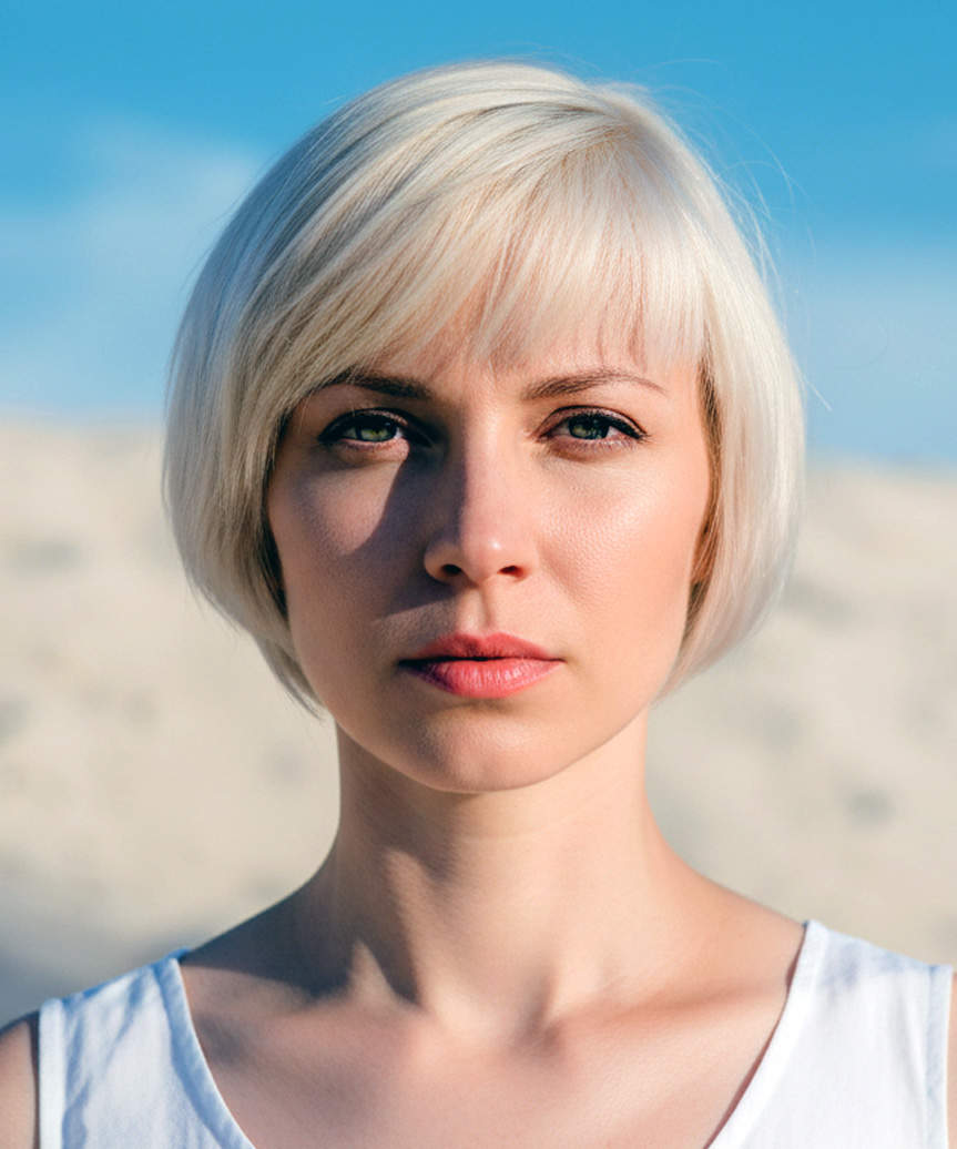 Short Bubble Bob Haircut With Classic Bangs - Story