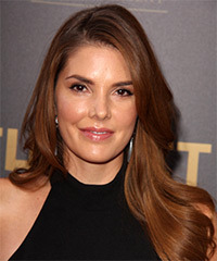 Nikki Moore Long Straight Auburn Brunette Hairstyle