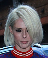 Coco Rocha Short Straight Light Platinum Blonde Bob Haircut